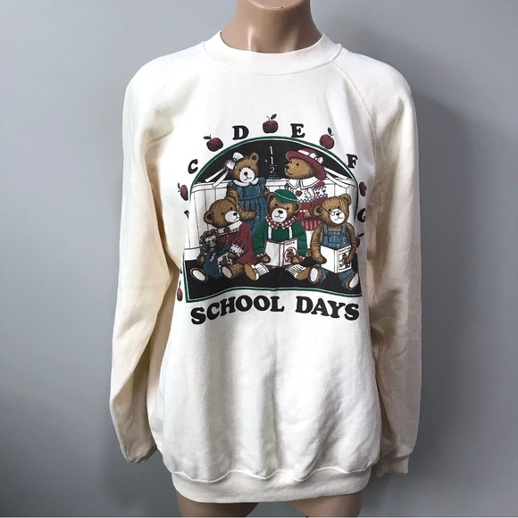 Hanes | Tops | Vintage Hanes School Days Bear Crewneck Sweatshirt ...